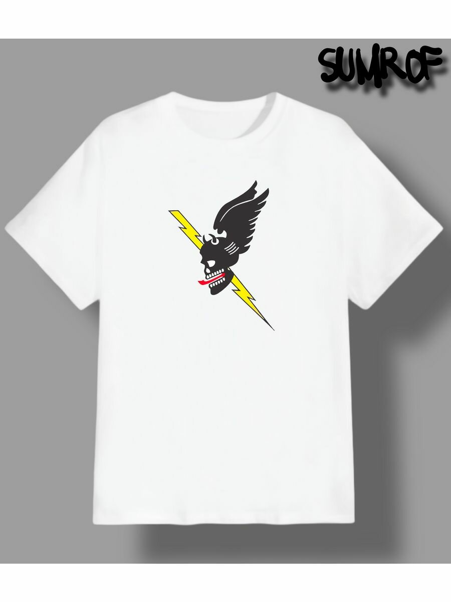 Футболка череп ангел крылья молния