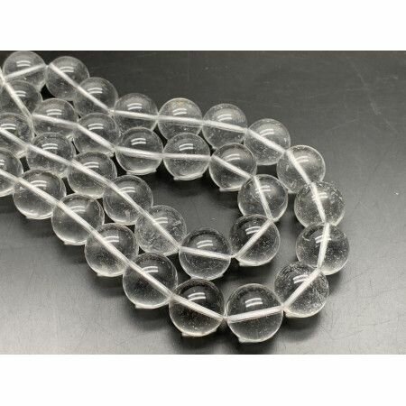 Каменные бусины, Горный Хрусталь, шарик гладкий, 15,5-16 мм, длина нити 38 см, около 24 бусин