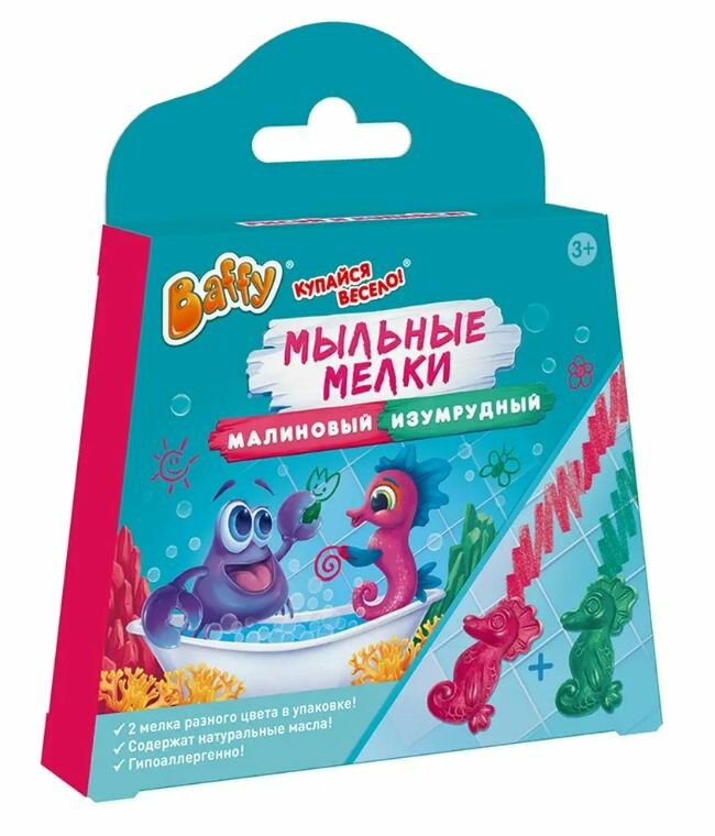 Baffy Мыльные мелки для ванной Малиновый и изумрудный, 2 шт в уп