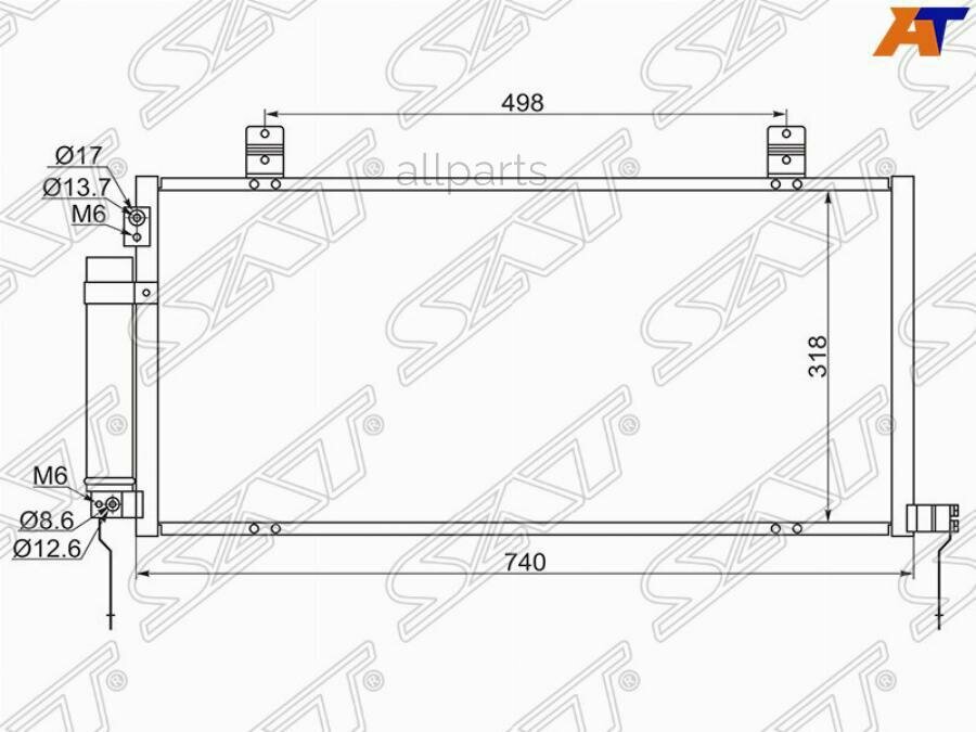 SAT ST-MBW6-394-0 Радиатор кондиционера MITSUBISHI GALANT 03-12