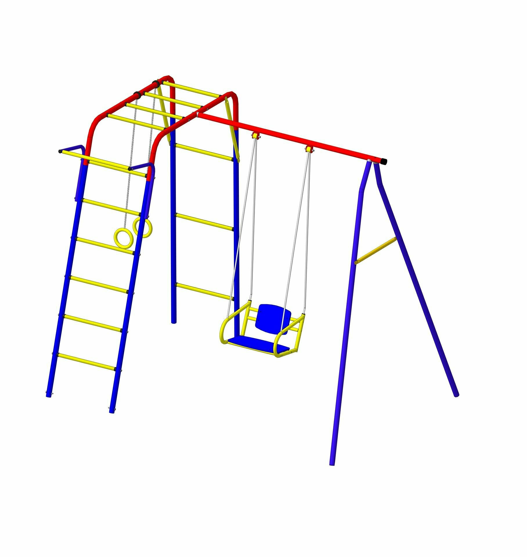 Спортивно-игровой комплекс Пионер "Юла", металл, качели со спинкой, синий/желтый/красный