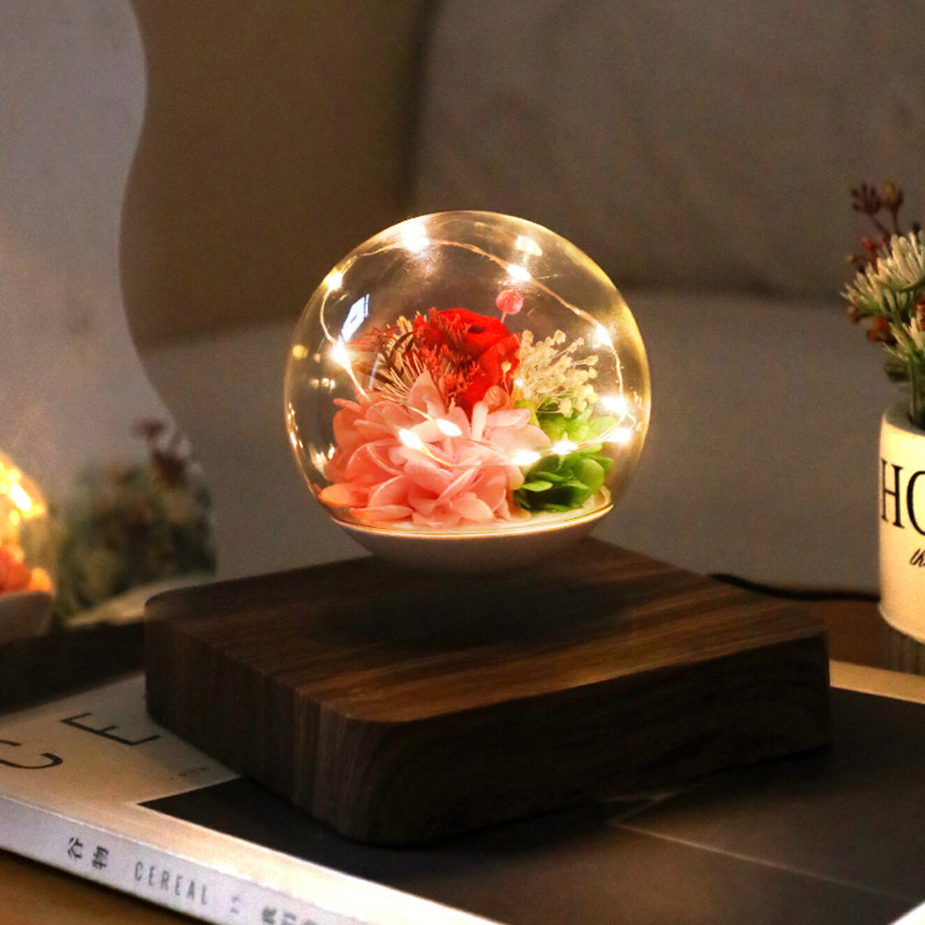 Левитирующая настольная лампа, ночник "Букет цветов" от бренда MY HOME DESIGN