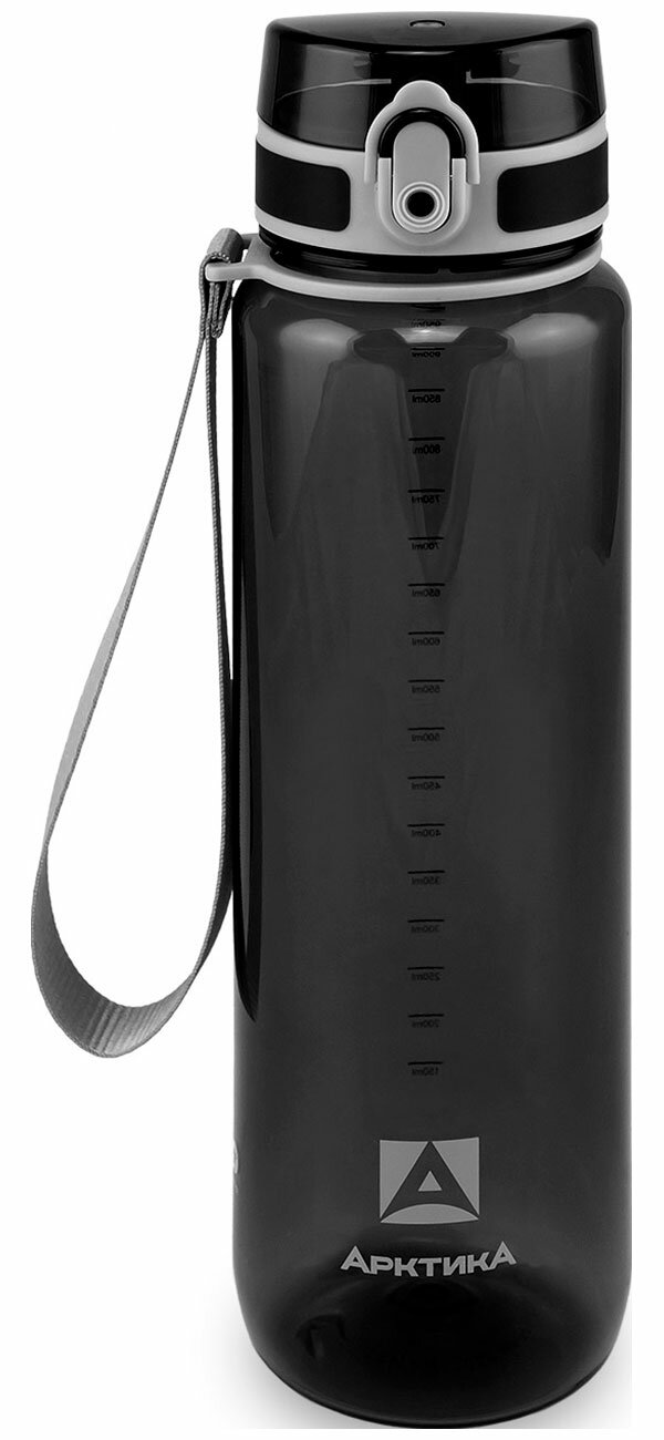 Бутылка тритановая Арктика 1000 мл черная прозрачная, с ситечком (арт. 720-1000)
