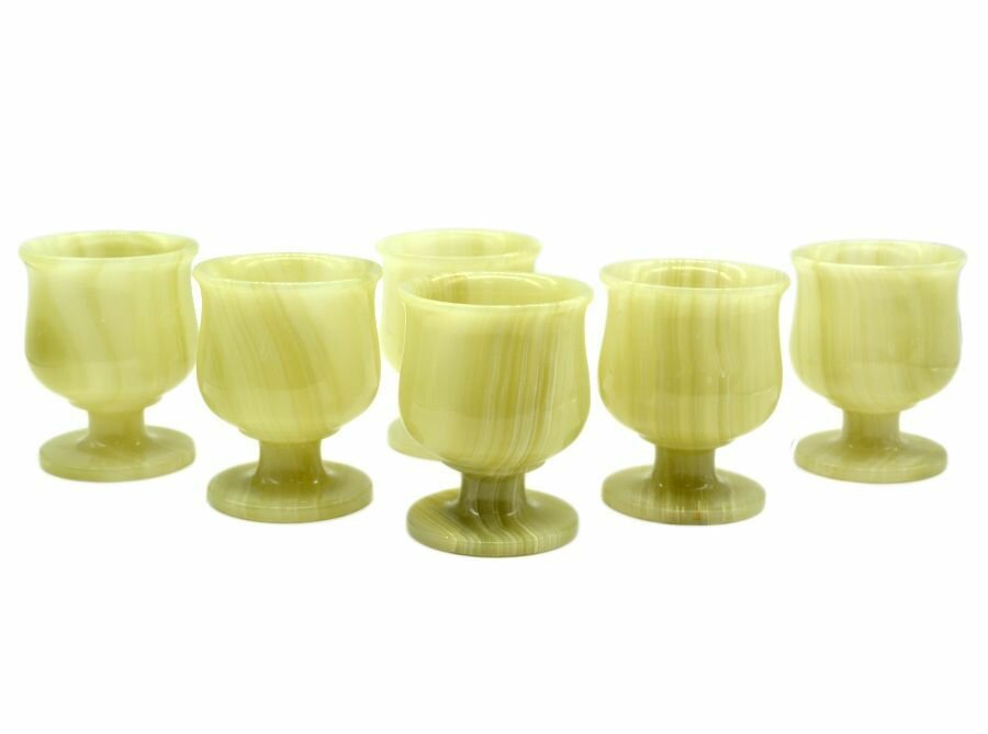 Бокалы ручной работы набор 6 шт. "Люкс" камень оникс