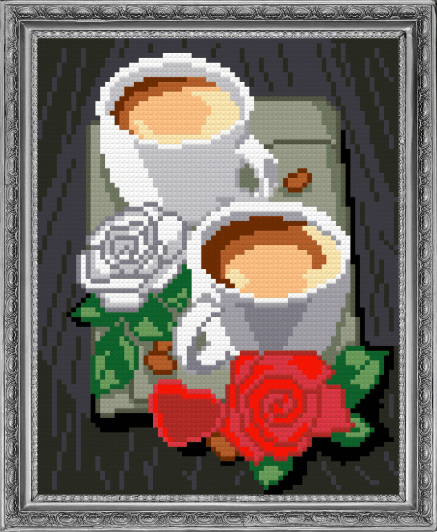 Алмазная мозаика "Кофе для двоих", 23х28 см, натюрморт М-018