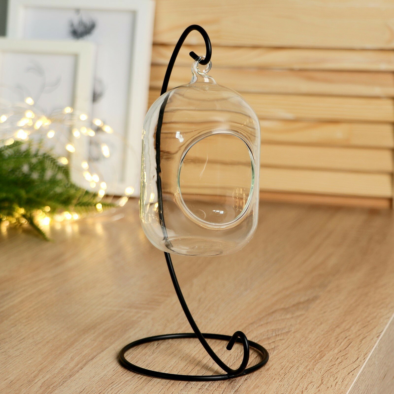 Флорариум Сима-Ленд "Цилиндр", настольный, черный, стекло/металл, 12x8х23см