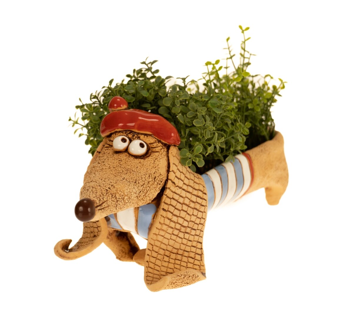 Такса в красной шапочке кашпо большая