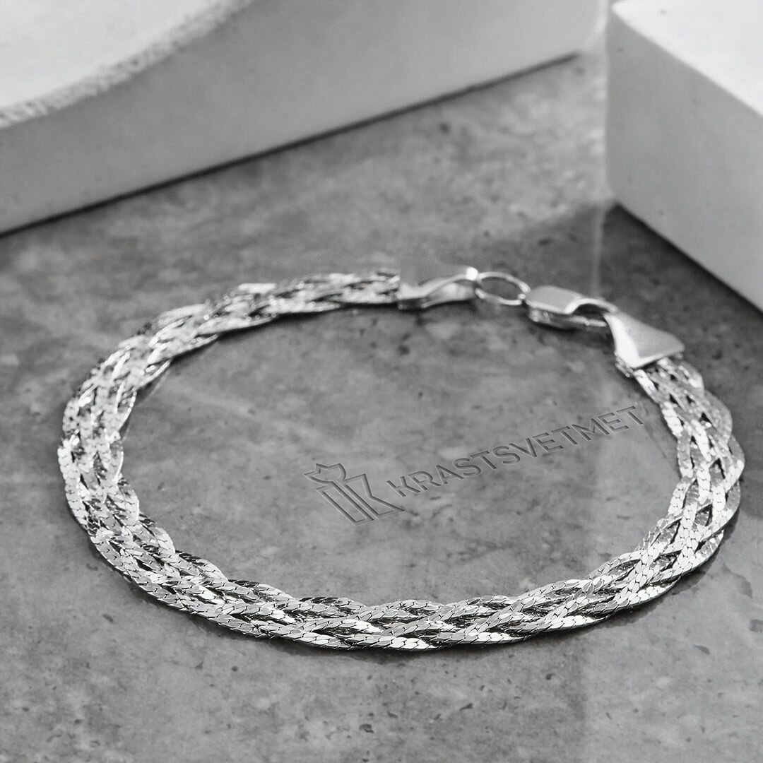 Браслет, серебро, 925 проба, родирование