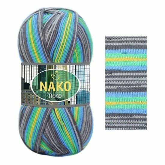 Пряжа Nako Boho Konsept 81800 (25% полиамид, 75% шерсть) 500гр.