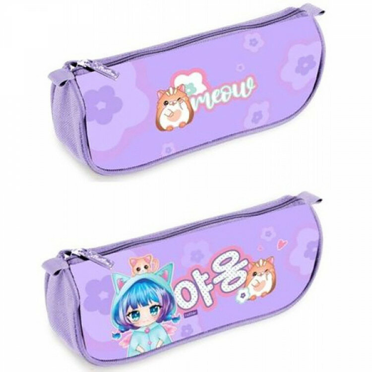 Пенал-косметичка 1 отделение (Hatber) Девочка-кошка мягкий 200х95х50мм арт. NPk_76304