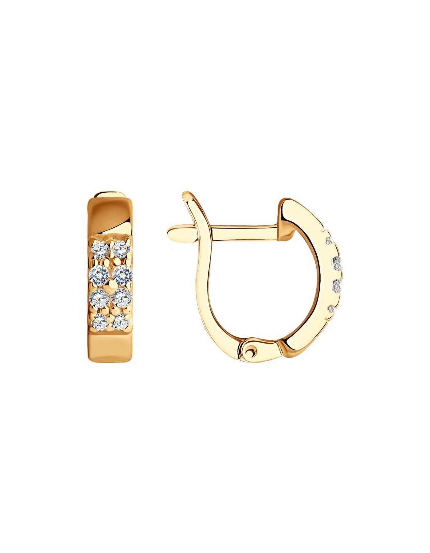 Серьги, серебро, 925 проба, золочение, фианит