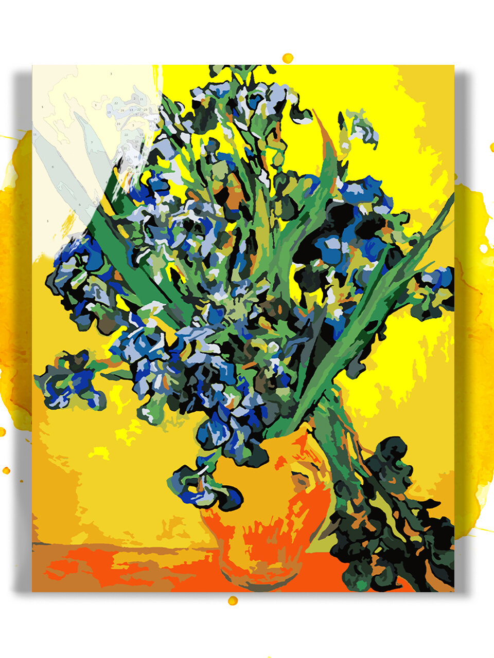 Картина по номерам на холсте В. Ван Гог. Ирисы в вазе, 40 х 50 см