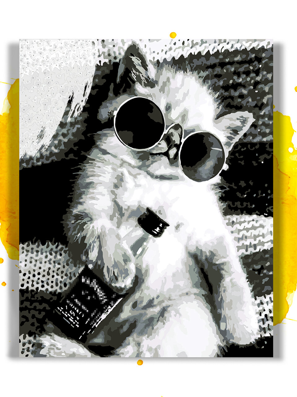 Картина по номерам на холсте Крутой кот с бутылкой, 40 х 50 см