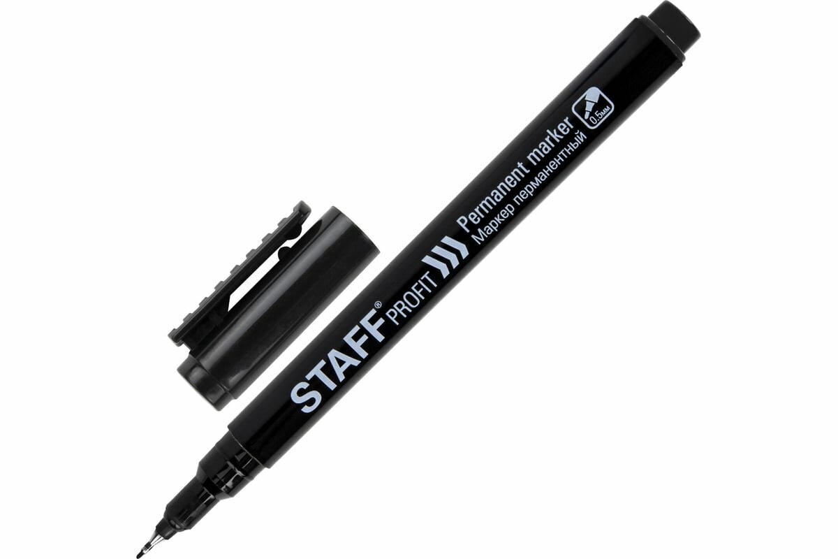 Staff Маркер перманентный черный, наконечник 0,5 мм, выгодный комплект 12 штук, profit pm-105, 880748