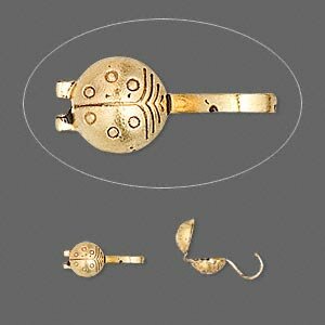 Концевики, 10х5мм, каллоты, божьи коровки, базовый материал - латунь, позолоченные с чернением, пара
