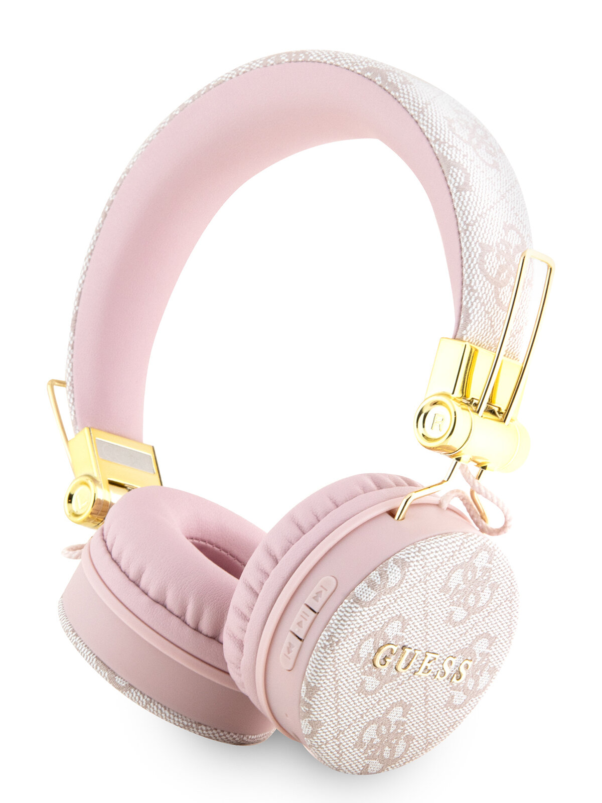 Guess наушники беспроводные накладные Bluetooth Headphones Round PU 4G Metal Logo Pink