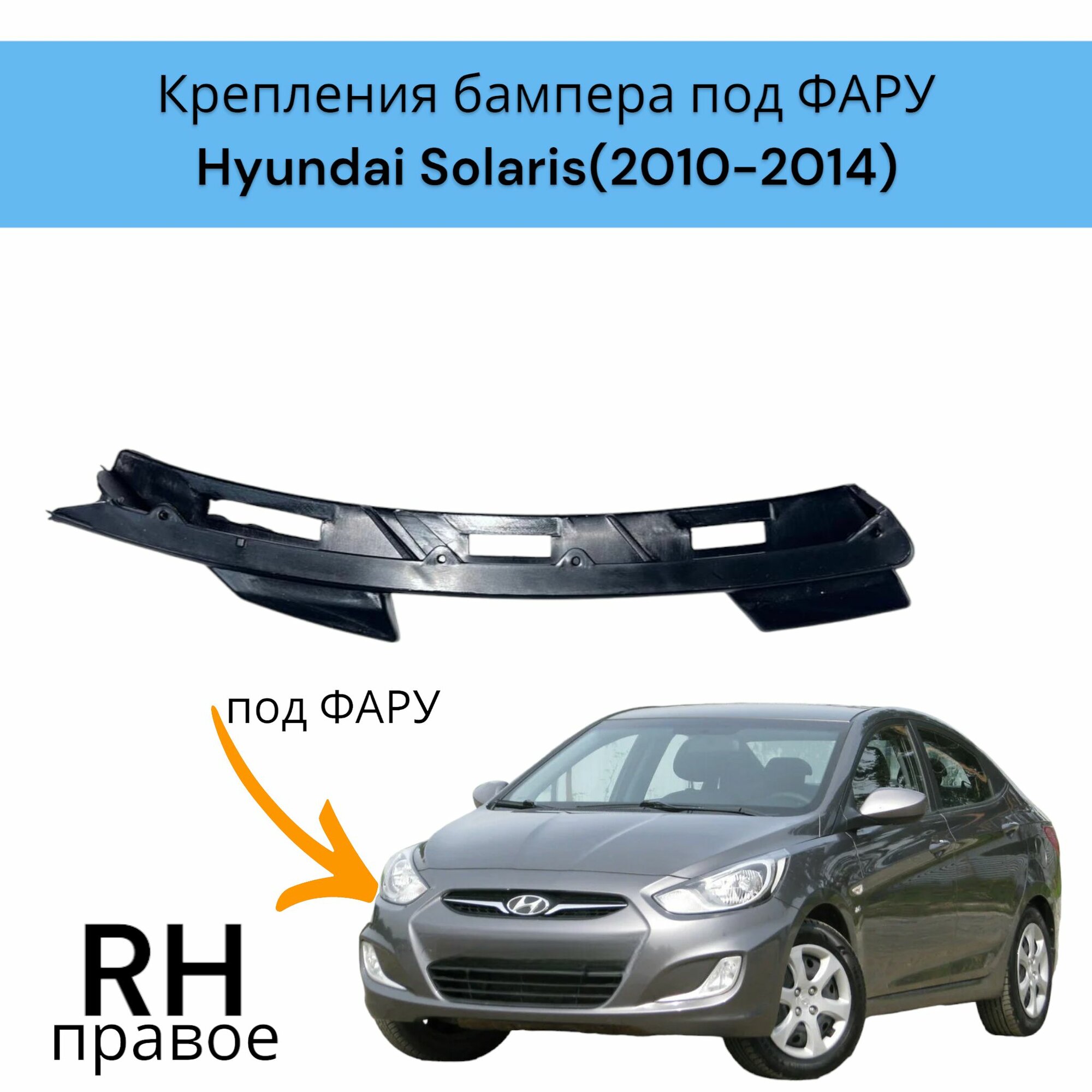 Крепления бампера под фару Хендай Солярис 1 Hyundai Solaris/ACCENT (2010-2014) правое