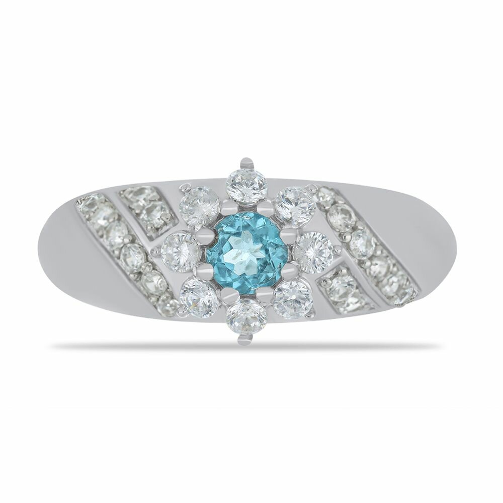 Кольцо, серебро, 925 проба, родирование, фианит, циркон