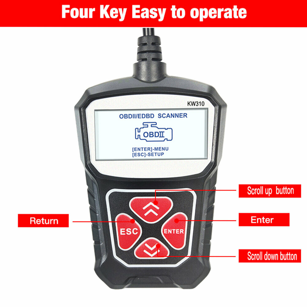 OBD2 сканер KONNWEI KW310 — считыватель кодов ошибок, чтение и стирание DTC, просмотр стоп-кадра и информации