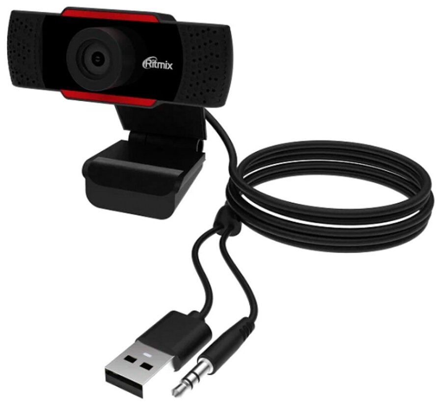 Камера Web Ritmix RVC-110 черный 1Mpix (1280x720) USB2.0 с микрофоном