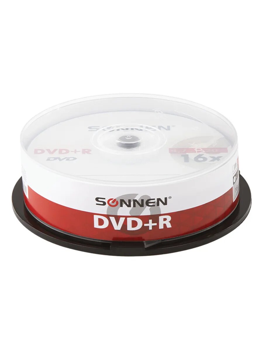 Диск DVD+R SONNEN, 4,7 Gb, 16x, Cake Box комплект 25 шт.