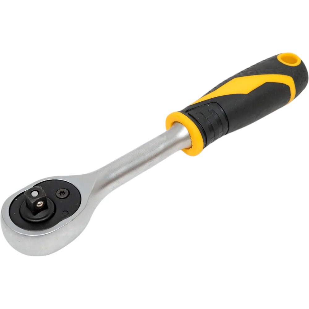 Трещотка TOLSEN GRIPro 1/4", 155 мм, 72 зубца, флажковая, с кнопкой 15118