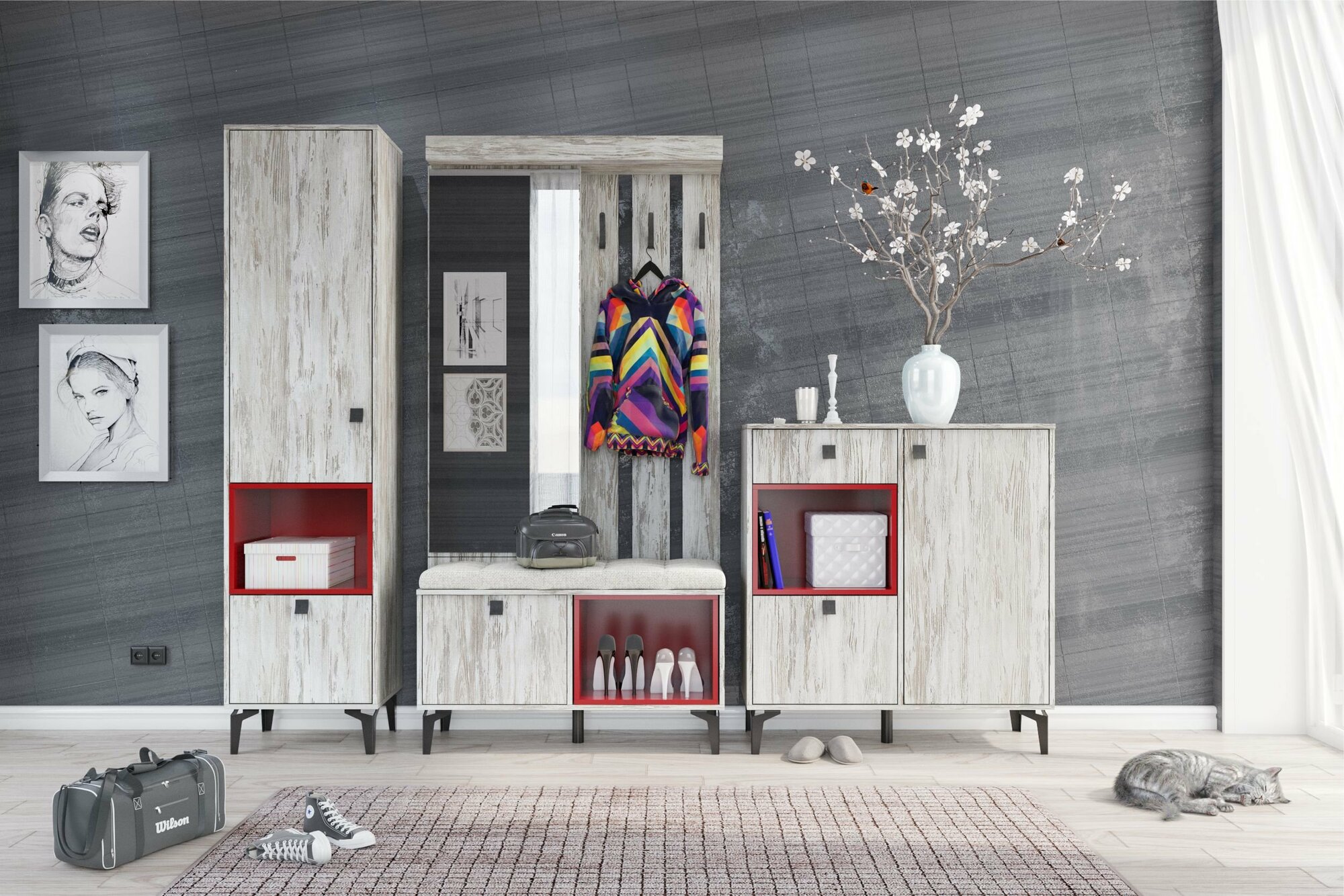 Комод для одежды в спальню Милан 109,4х98,4х36,6 см, артвуд темный/артвуд темный