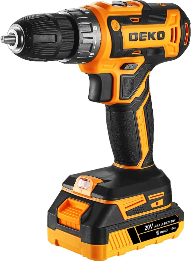 Дрель-шуруповерт аккумуляторная Deko ZKCD20V 084-1007, 20 В Li-ion 2x1.5 Ач