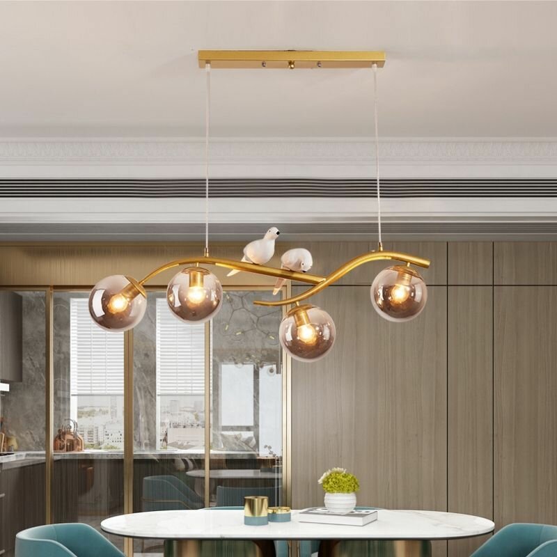 Современная минималистская стильная люстра с птицами