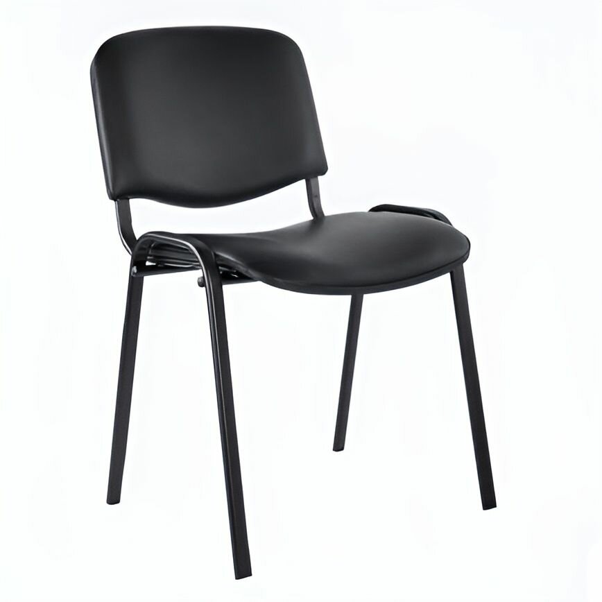Стул офисный изо, каркас черный, обивка искусственая кожа чёрная