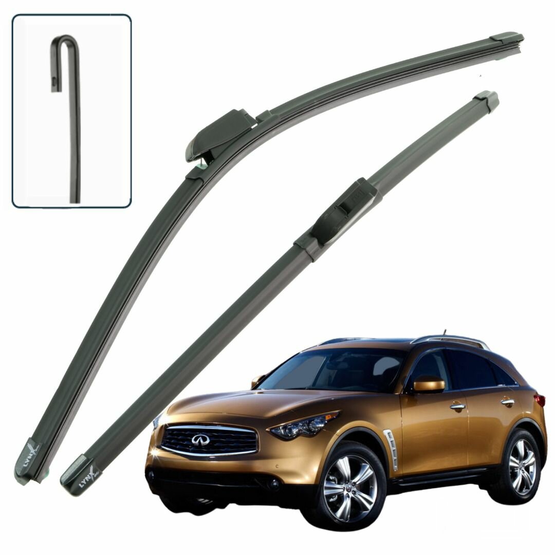 Дворники Infiniti FX37 (2) S51 / Инфинити ФХ37 2008 / 2009 / 2010 / 2011 Щетки стеклоочистителя бескаркасные автомобильные LYNXauto к-т 2шт, 600мм-480мм