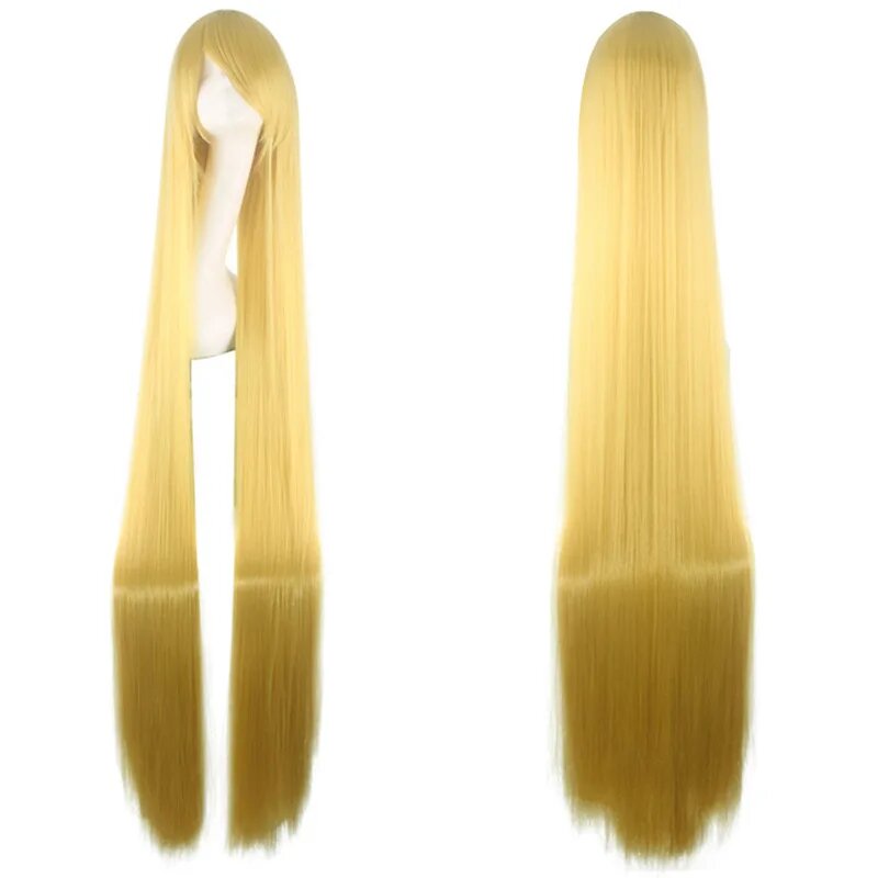 Синтетический парик длинный прямой унисекс Желтый, yellow