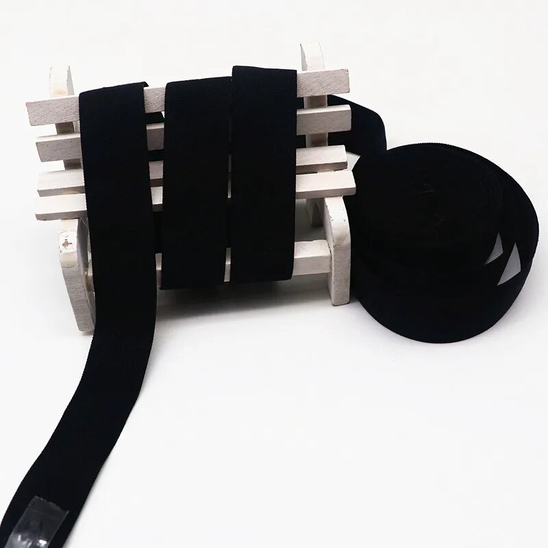 Цветная эластичная лента из спандекса и полиэстера 5 м Черный, black 2CM 5m