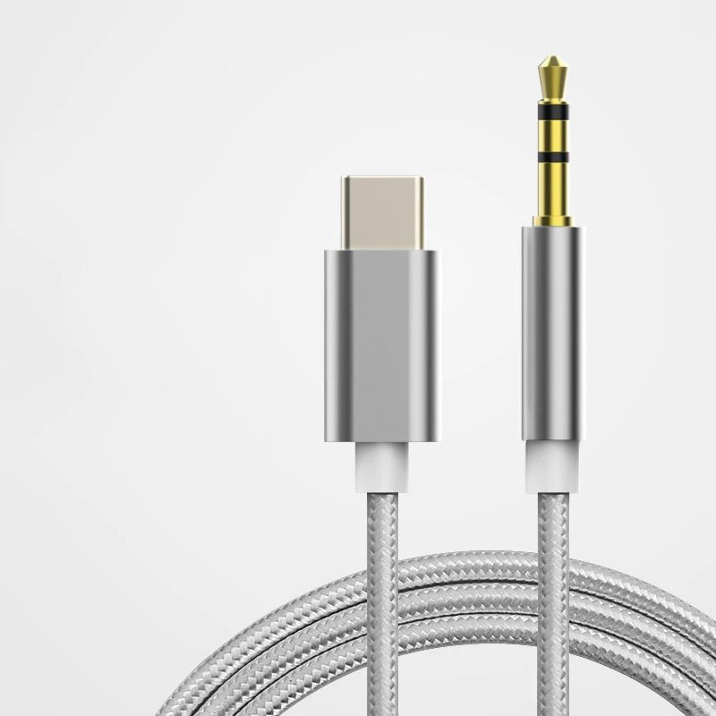 NNBILI Кабель USB C - 3,5 мм AUX Silver Nylon woven
