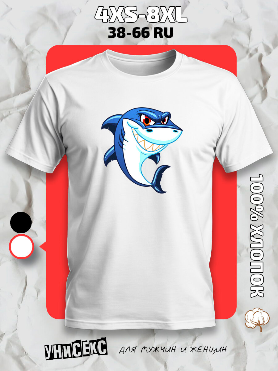 Футболка с принтом синяя акула