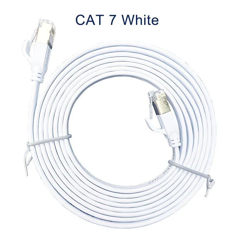 Плоский кабель Cat7 Ethernet белый черный 20м Cat7 White, 2m