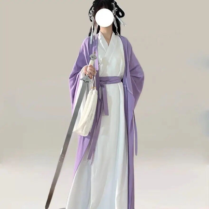 Женское платье Ханьфу зеленый и красный XTT-CH08 L height 165-170cm, Purple-white set