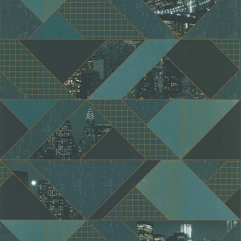 Обои Aura Park Avenue 51192604 C; 0,53х10,05 м. , флизелин , Бирюзовый