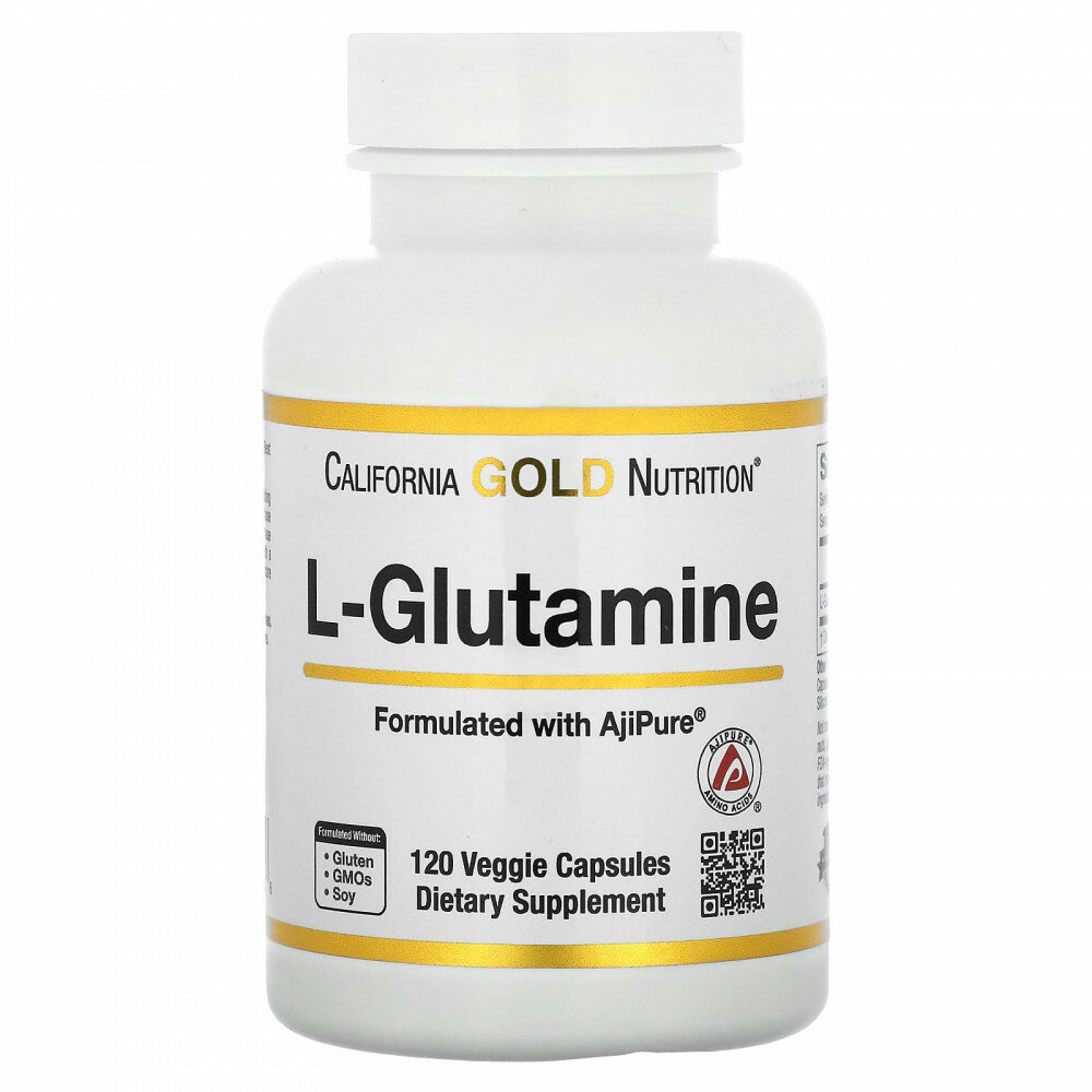 California Gold Nutrition, L-глютамин, AjiPure®, 120 растительных капсул (500 мг в 1 капсуле)