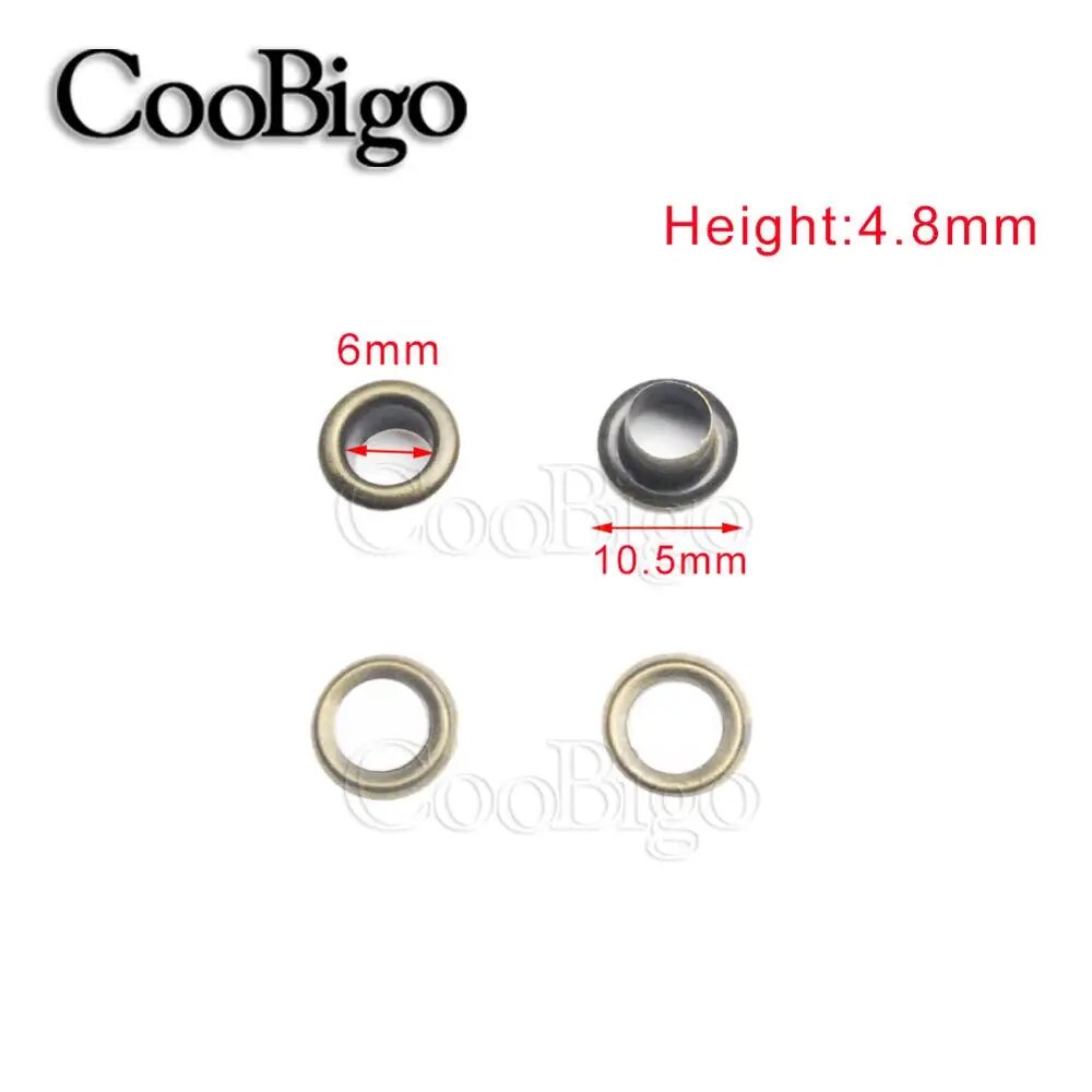 Металлические люверсы бронза 100 комплектов 2-17 мм Dia. 6mm