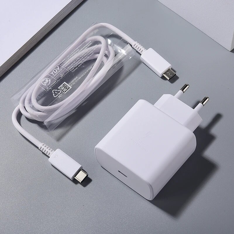 Зарядное устройство Samsung S23 S24 Ultra, 45 Вт, USB Type-C, 5 А, White EU add cable