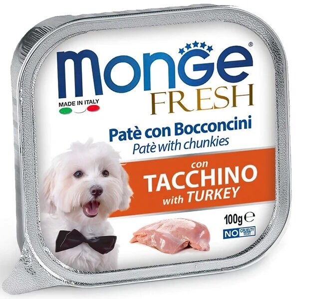 Консервы для собак Индейка Mongе Dog Fresh 4 упаковки x 100 г
