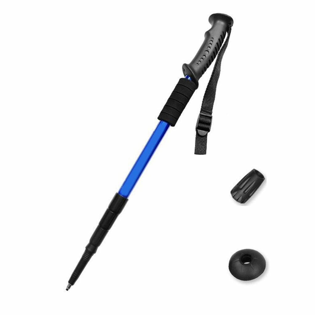 Аксессуары для скалолазания, Аллюминиевый четырехсекционный изогнутый треккинговый посох - синий - прямой
