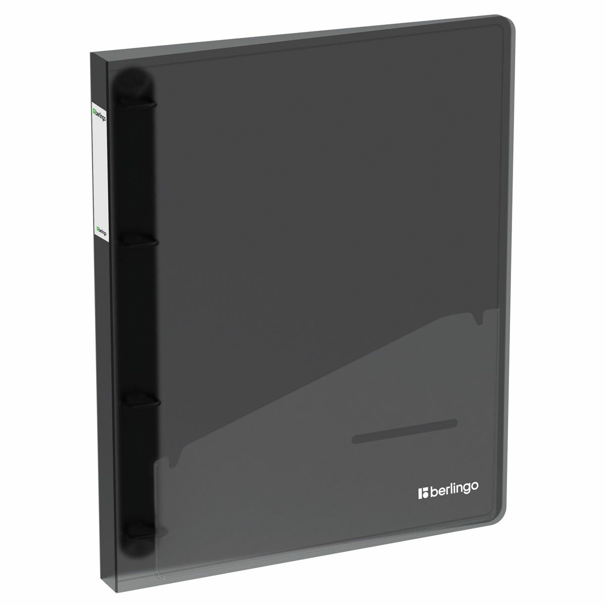 Папка на 4 кольцах Berlingo "No Secret", 24 мм, 700 мкм, полупрозрачная черная, D-кольца (RB4_4D993)