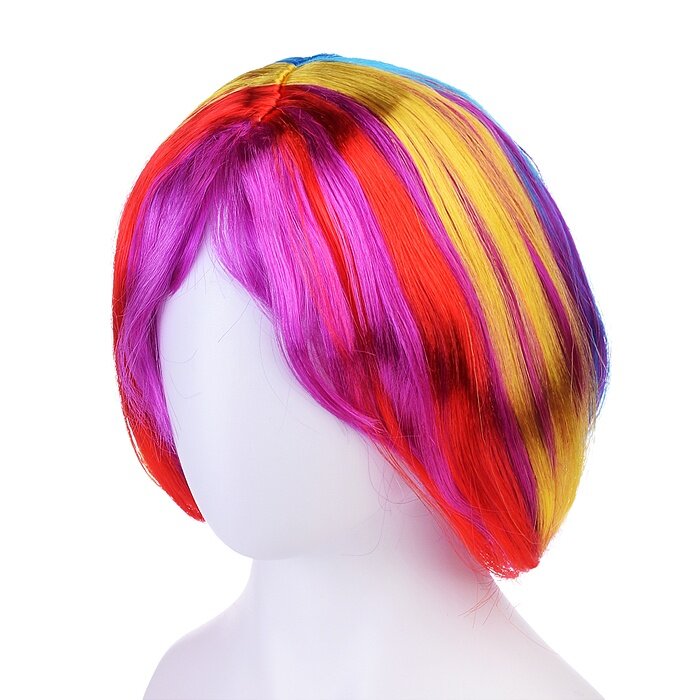 Карнавальный парик Oubaoloon "Каре", разноцветный, 20 см