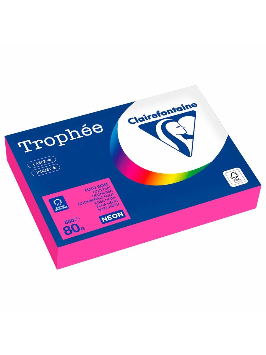 Бумага цветная А4 80 г/м2 500 л, неон розовый