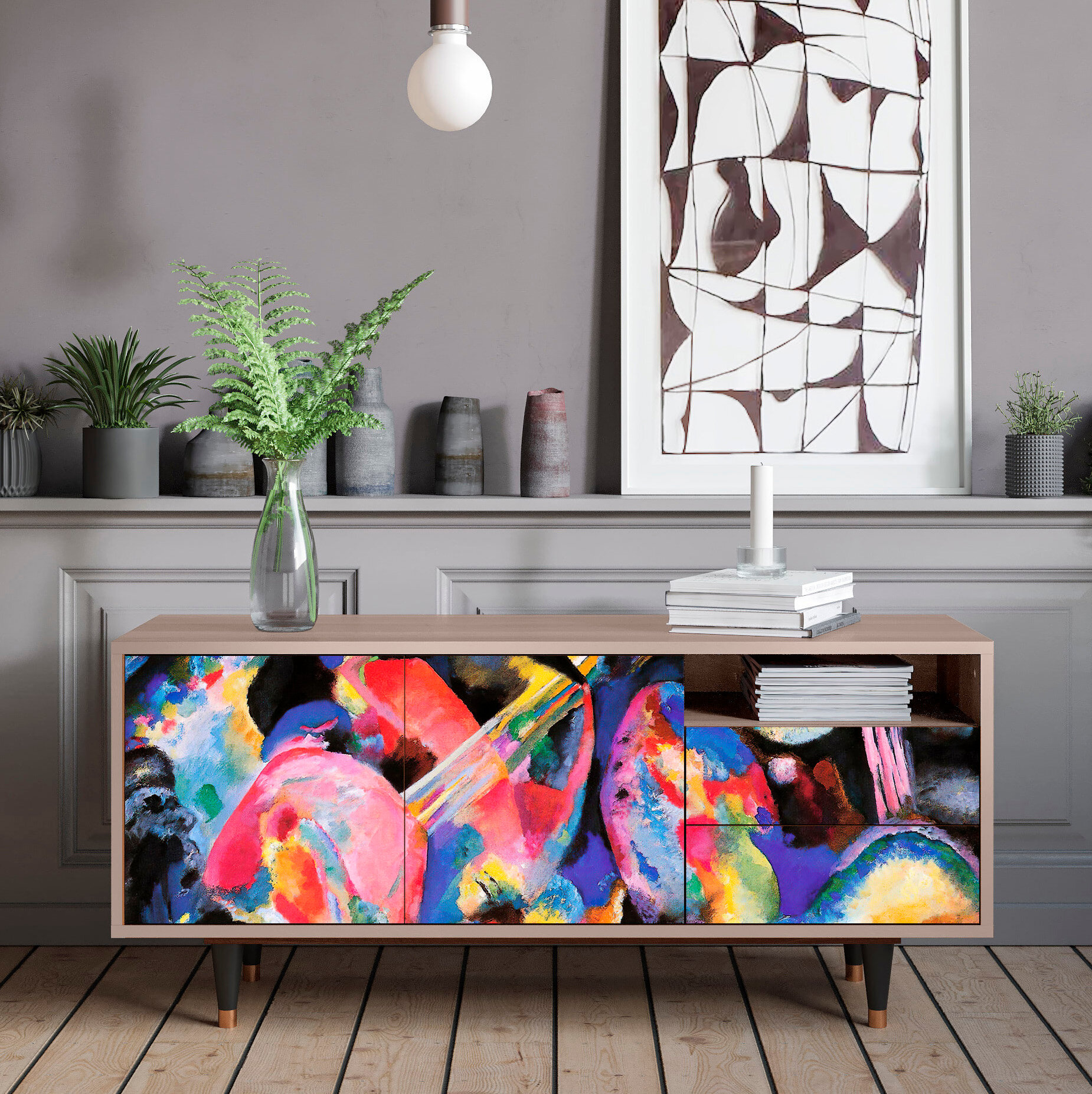 ТВ-Тумба - STORYZ - T7 Winter Landscape by Kandinsky, Размер - 125 x 56 x 41 см, Цвет корпуса - , Бежевый