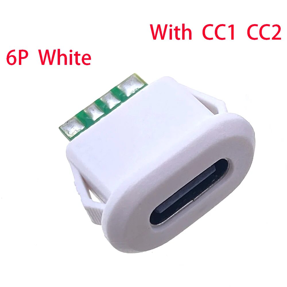 Водонепроницаемые разъемы USB Type-C HBXINTAO 5/6 pin 10PCS, 6P WHITE