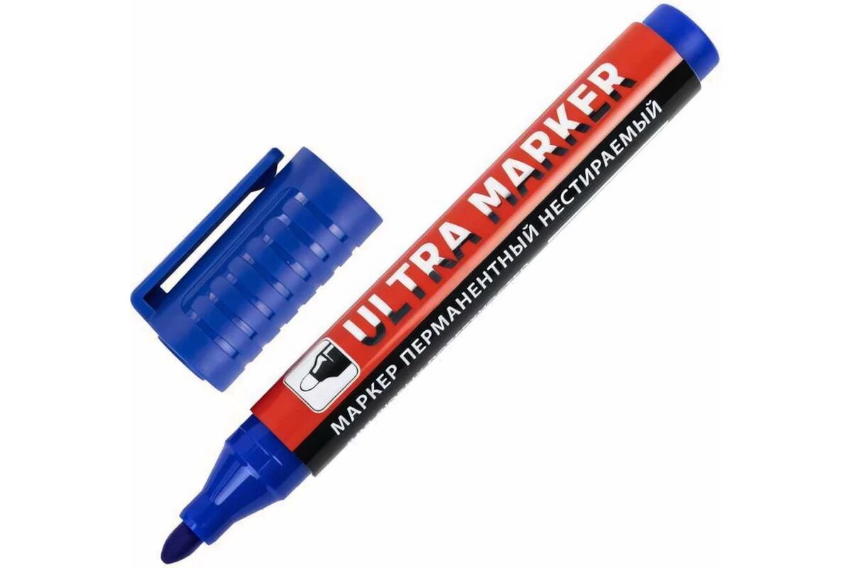 BRAUBERG маркер перманентный ULTRA MARKER синий 3,5 мм клипса для заметок 152206