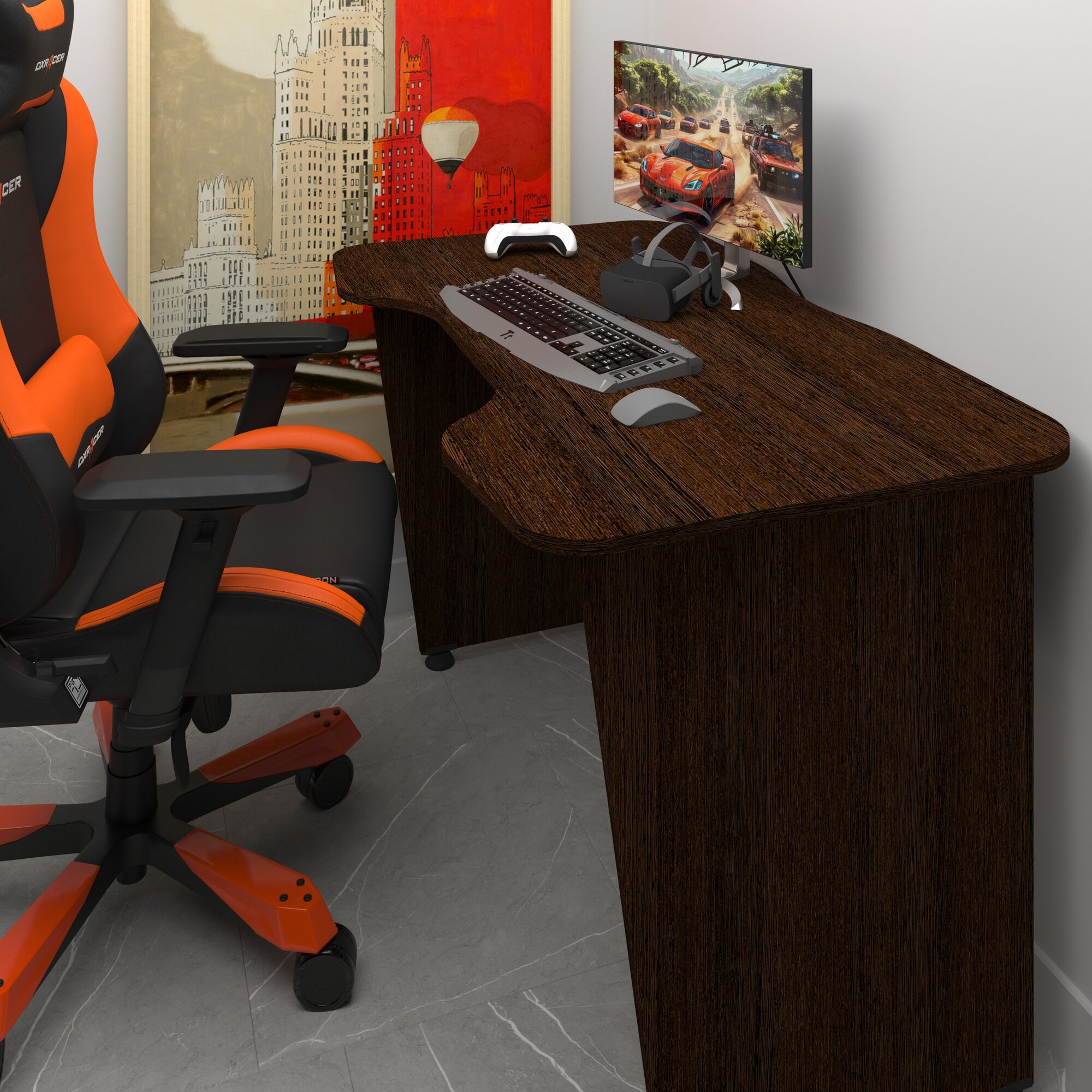Стол компьютерный игровой Есэндвич Базис GG, 120х75х70 см (Венге)